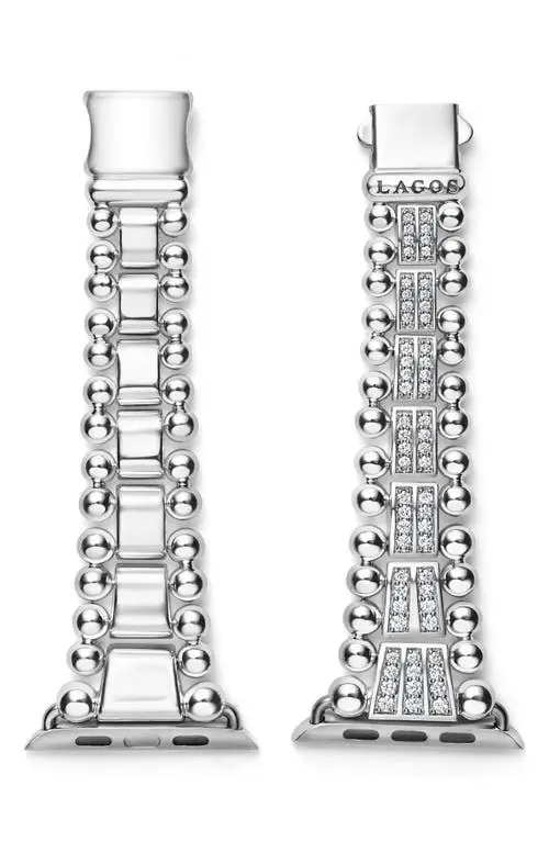 Lagos Smart Caviar 20mm Diamond Apple Watch® Watchband - Silver