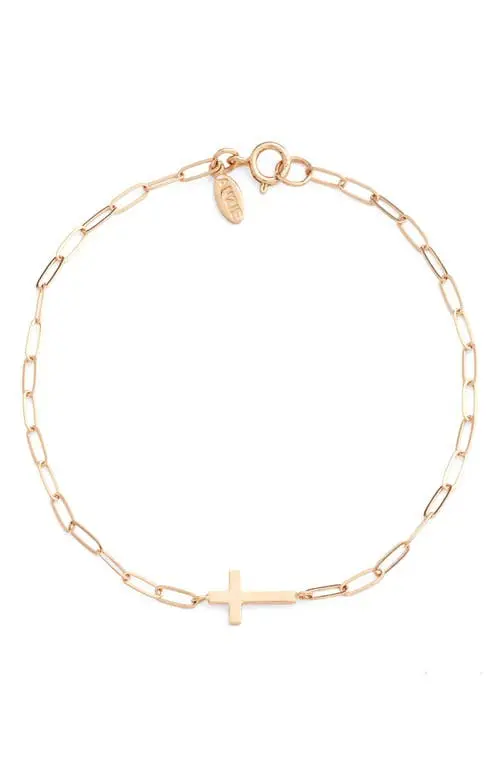 Anzie Love Letter Cross Pendant Bracelet - Gold