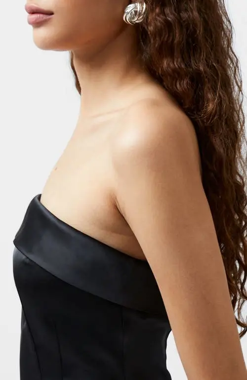French Connection Satin Strapless Mini Dress - Black