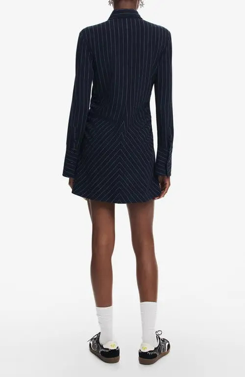 Desigual Pinstripe Long Sleeve Minidress