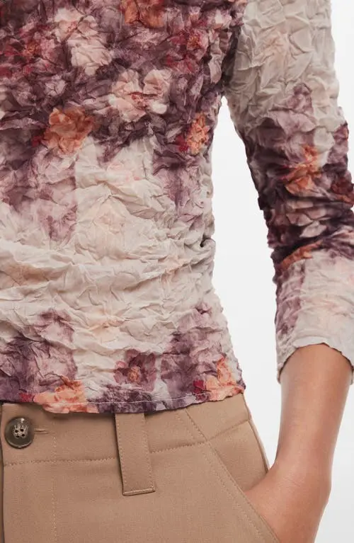 Desigual Tottori Floral Crinkle Crepe Long Sleeve Top