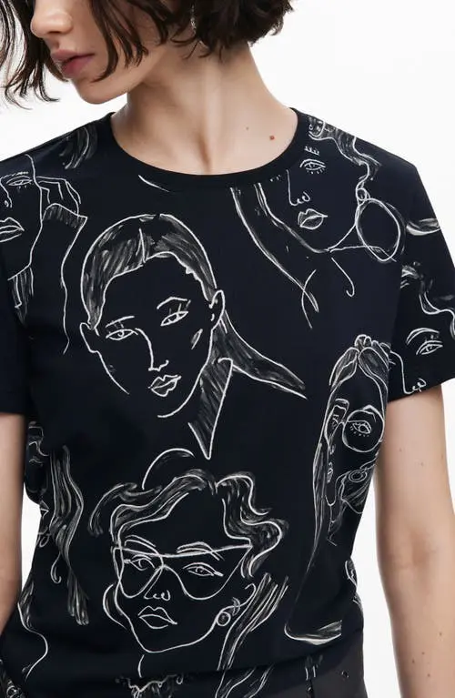 Desigual Faces Print Cotton T-shirt