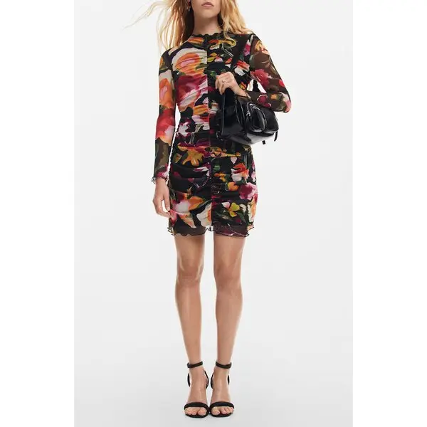 Desigual Floral Ruched Minidress