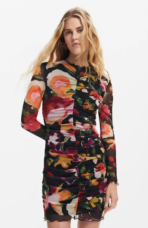 Desigual Floral Ruched Minidress