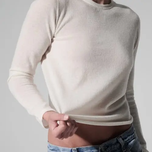 Majestic Filatures 100% Cashmere Long Sleeve Crewneck T-shirt - Milk