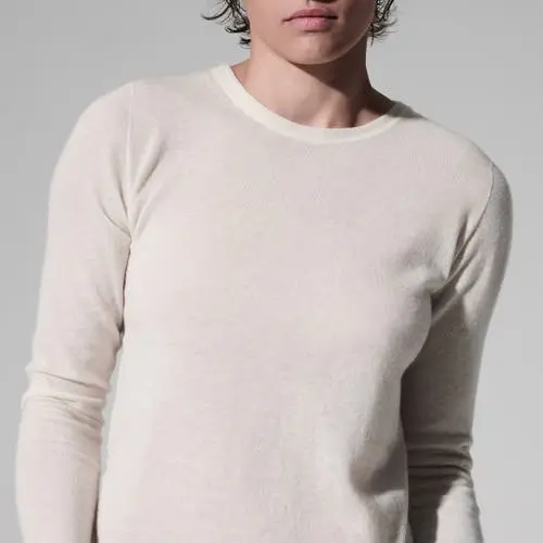Majestic Filatures 100% Cashmere Long Sleeve Crewneck T-shirt - Milk