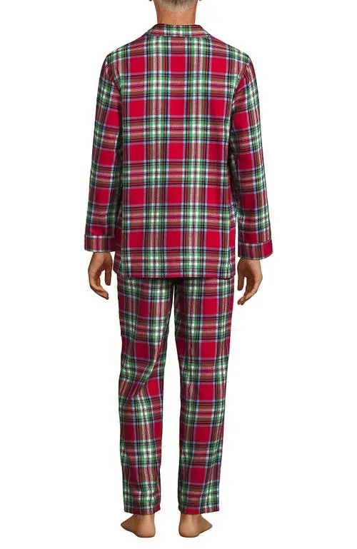 LANDS' END Flannel Pajama Set - Heritage Red Plaid
