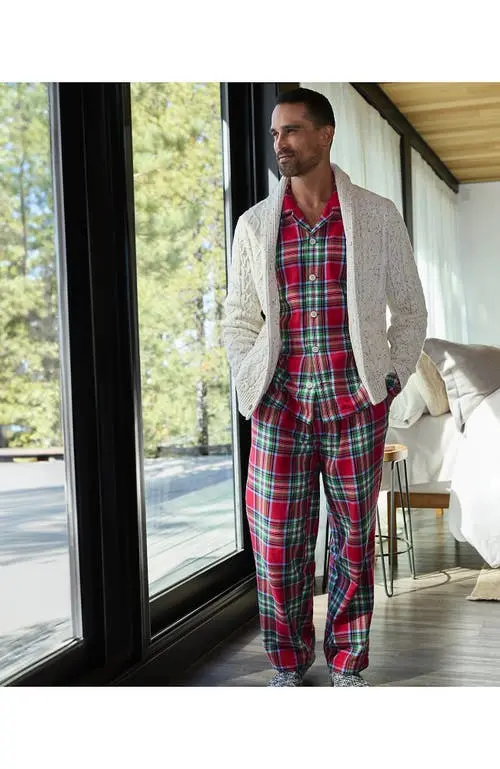 LANDS' END Flannel Pajama Set - Heritage Red Plaid