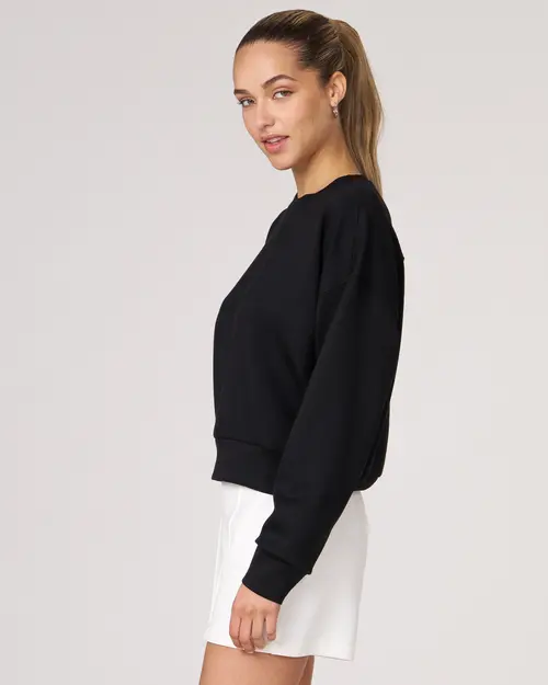 REBODY Essential Scuba Knit Crewneck Sweatshirt - Black