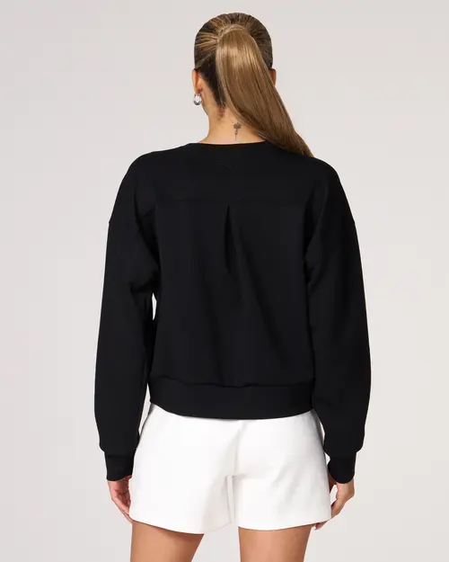 REBODY Essential Scuba Knit Crewneck Sweatshirt - Black