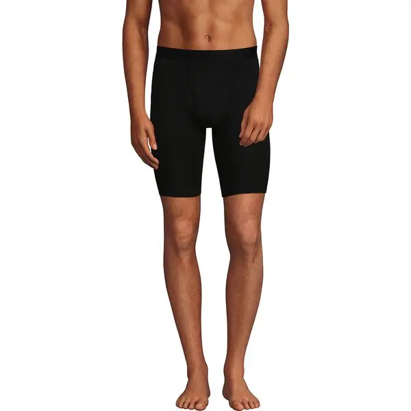 LANDS' END Longer Flex Performance Boxer Brief 3 Pack - Black