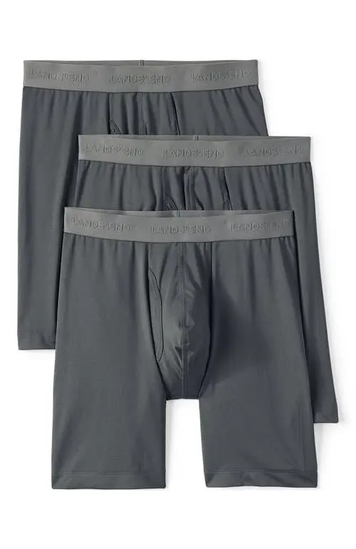 LANDS' END Longer Flex Performance Boxer Brief 3 Pack - Warm Graphite