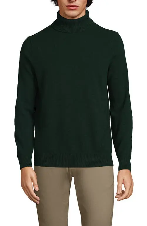 LANDS' END Cashmere Turtleneck Sweater - Dark Pine Green