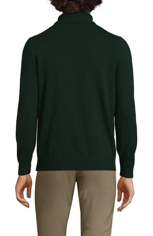 LANDS' END Cashmere Turtleneck Sweater - Dark Pine Green