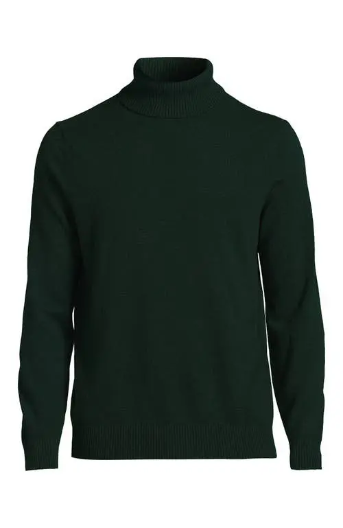 LANDS' END Cashmere Turtleneck Sweater - Dark Pine Green