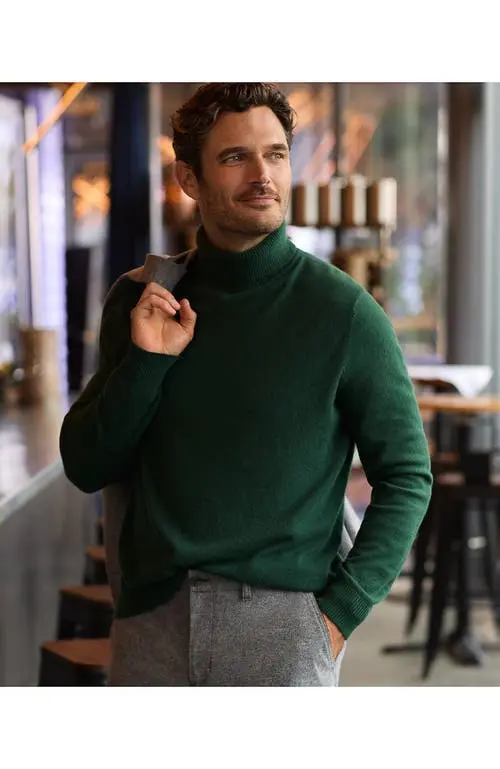 LANDS' END Cashmere Turtleneck Sweater - Dark Pine Green