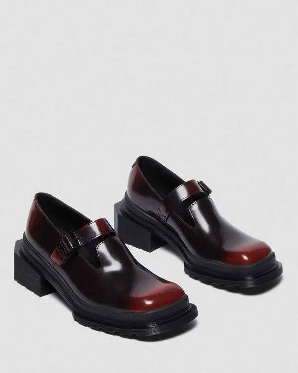 Dr. Martens Maybole Square Toe Mary Jane Shoes - Red