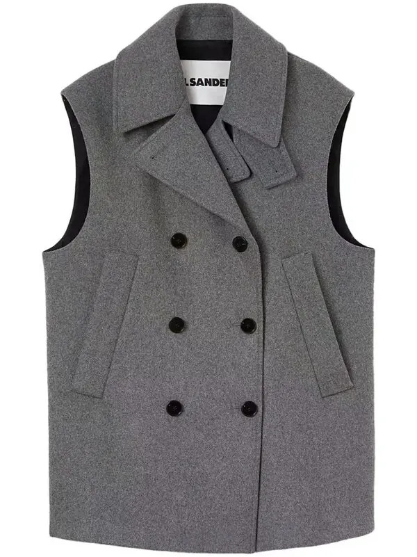 JIL SANDER Double-breasted Wool Vest - Grey