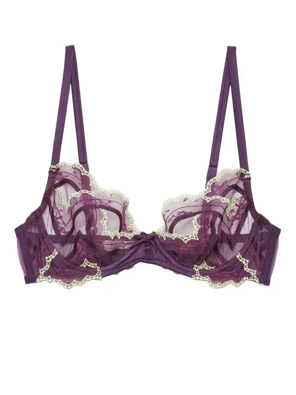 Fleur Du Mal Hendrix Embroidered Demi Bra - Purple