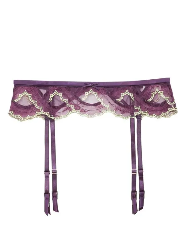 Fleur Du Mal Hendrix Embroidered Garter Belt - Purple