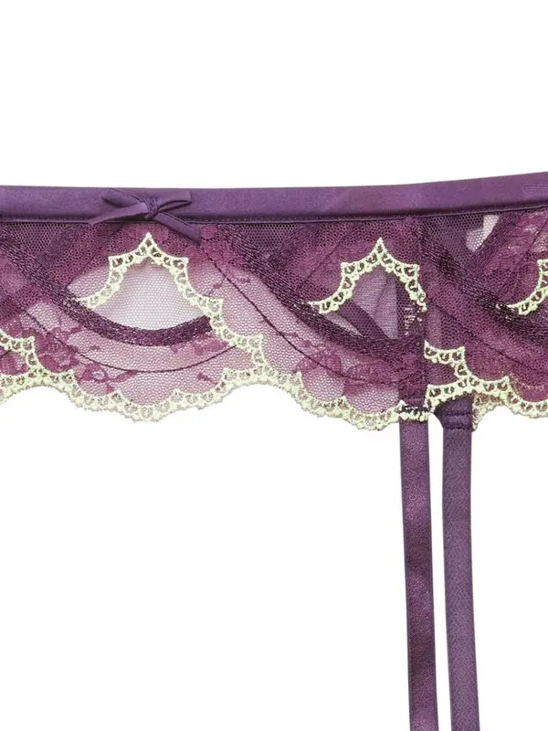 FLEUR DU MAL Hendrix Embroidered Garter Belt - Purple