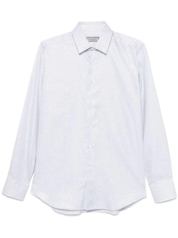 Canali Geometric-print Shirt - Grey