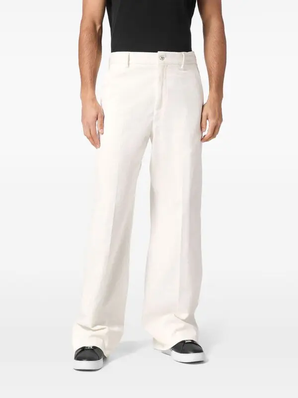 Philipp Plein Wide-leg Velvet Trousers - White