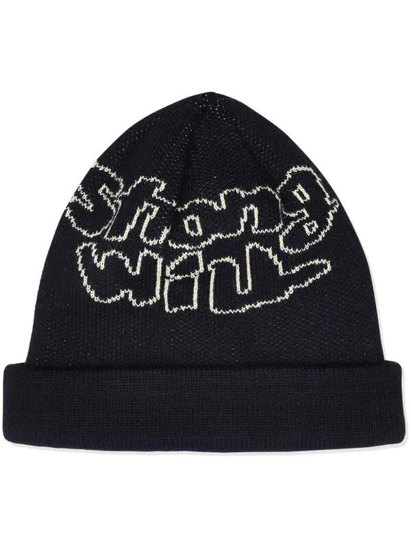 Comme Des Garçons Embroidered Logo Beanie - Blue
