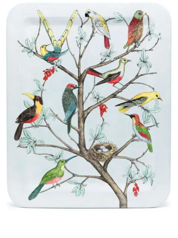 FORNASETTI Birds-motif Decorative Tray - Blue