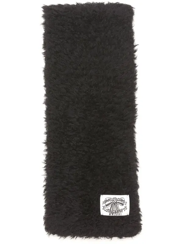 Acne Studios Logo-tag Faux-fur Scarf - Black