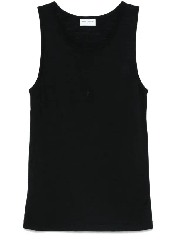 Saint Laurent Logo-embroidered Tank Top - Black