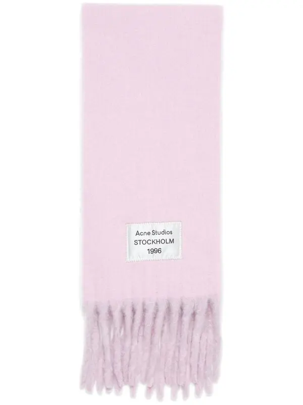 Acne Studios Logo-tag Fringed Scarf - Pink