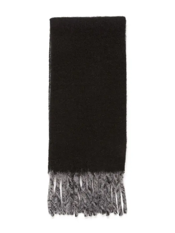 Acne Studios Fringed Logo Scarf - Black