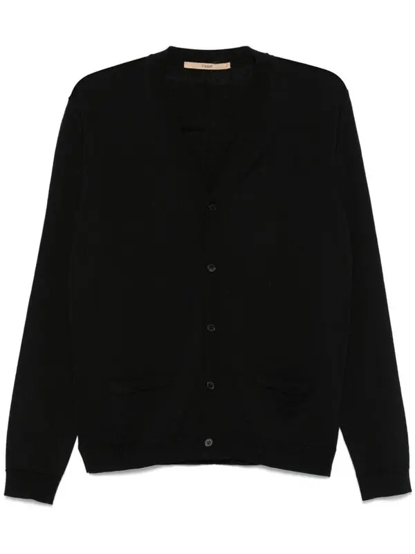 NUUR V-neck Merino Wool Cardigan - Black