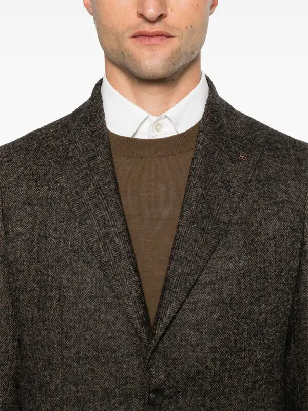 Tagliatore Herringbone-pattern Blazer - Brown