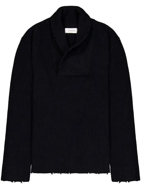 LANEUS Shawl-collar Jumper - Black