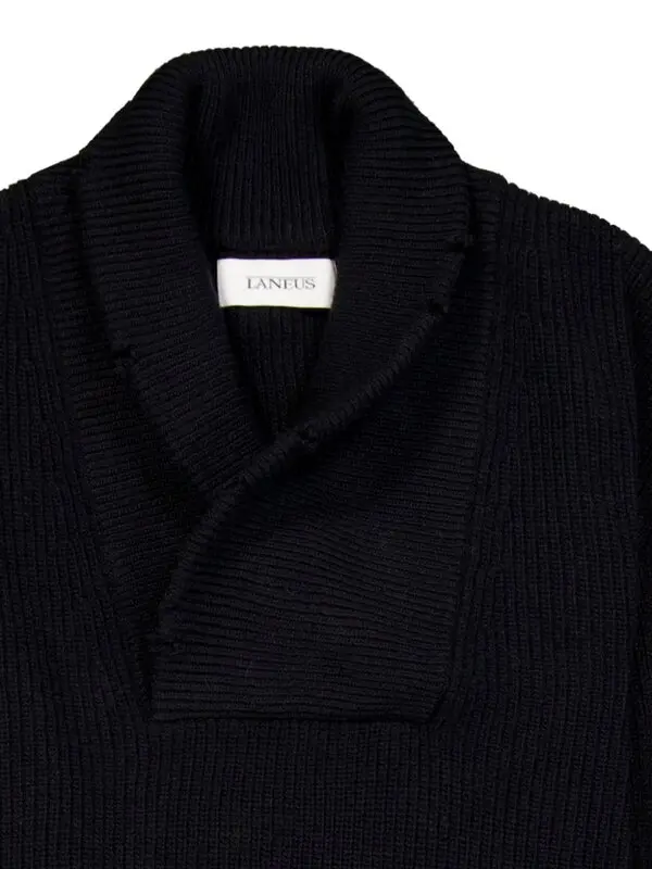 LANEUS Shawl-collar Jumper - Black
