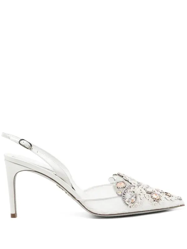 Rene Caovilla 90mm Veneziana Pumps - White