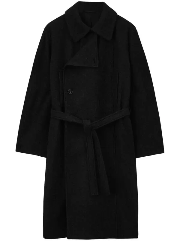 LEMAIRE Asymmetrical Wool Coat - Black