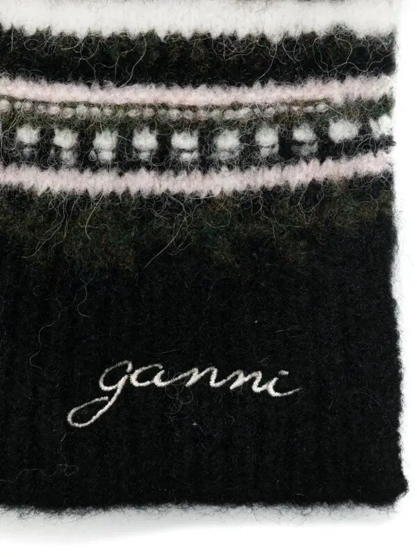 GANNI Striped Scarf