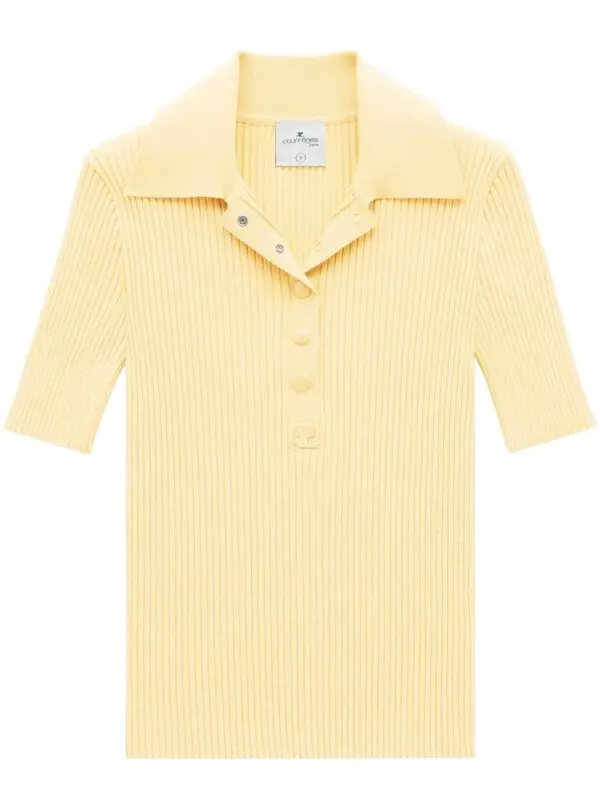 COURREGES Ribbed-knit Polo Shirt