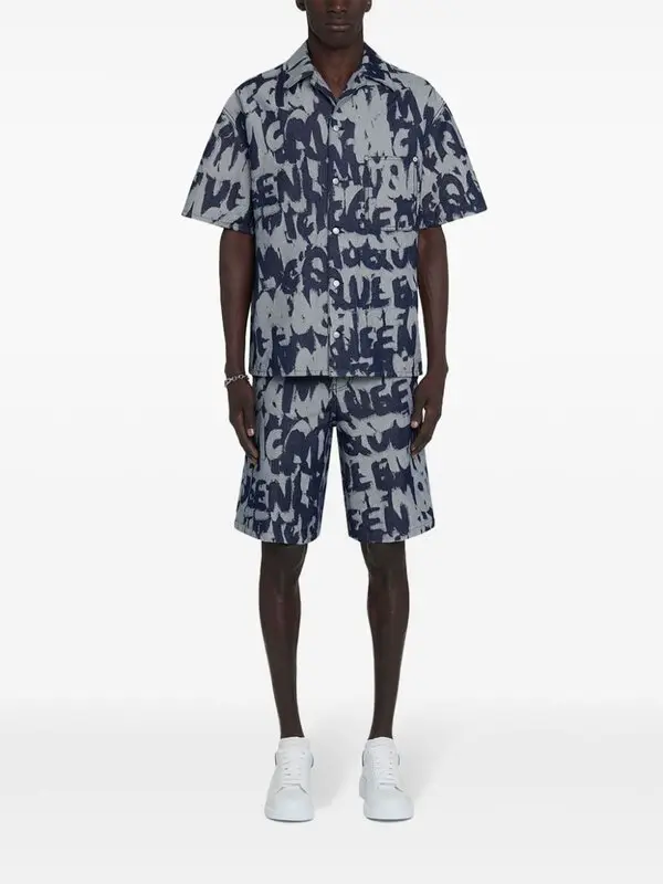 Alexander McQueen Graffiti Denim Shorts