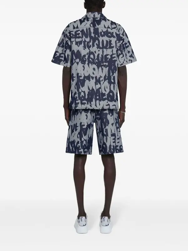 Alexander McQueen Graffiti Denim Shorts