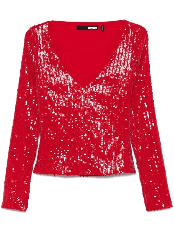 ROTATE BY BIRGER CHRISTENSEN Sequined V-neck Top