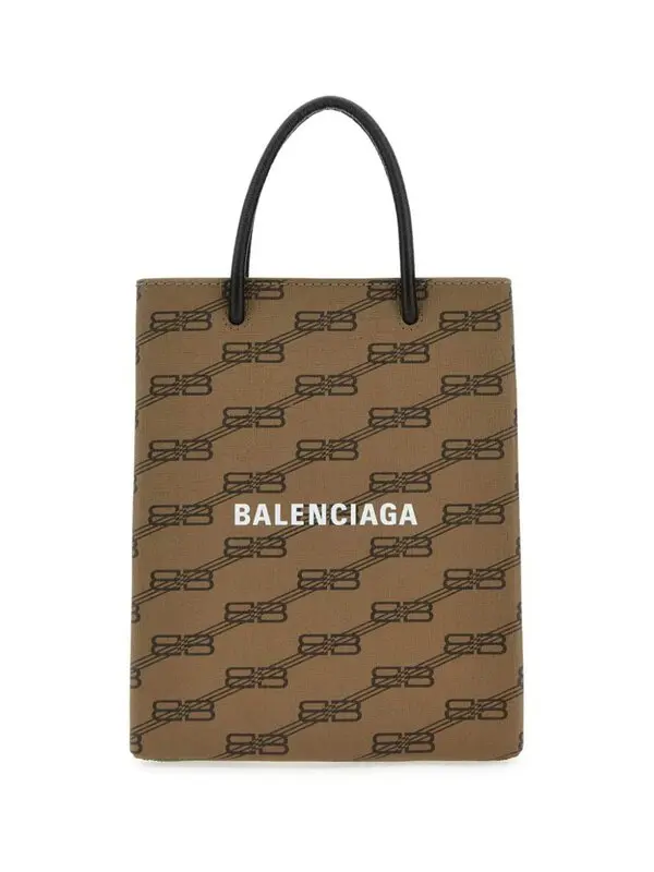 Balenciaga Bb Monogram Print Tote Bag - Brown