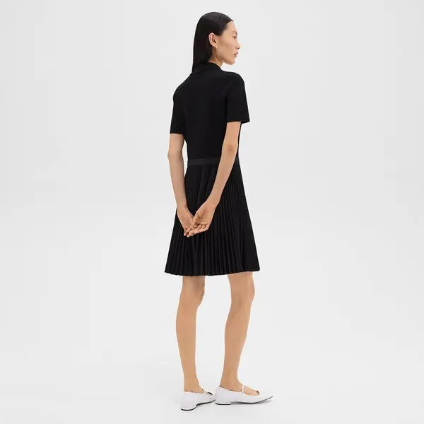 Theory Pleated Combo Polo Dress