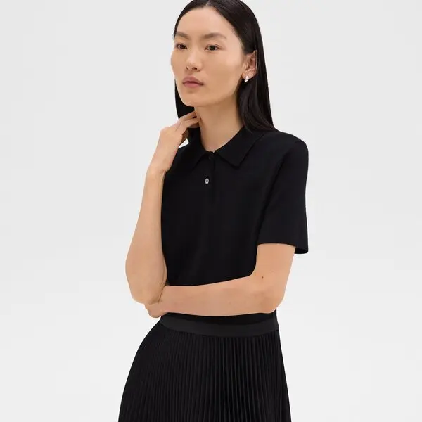 Theory Pleated Combo Polo Dress