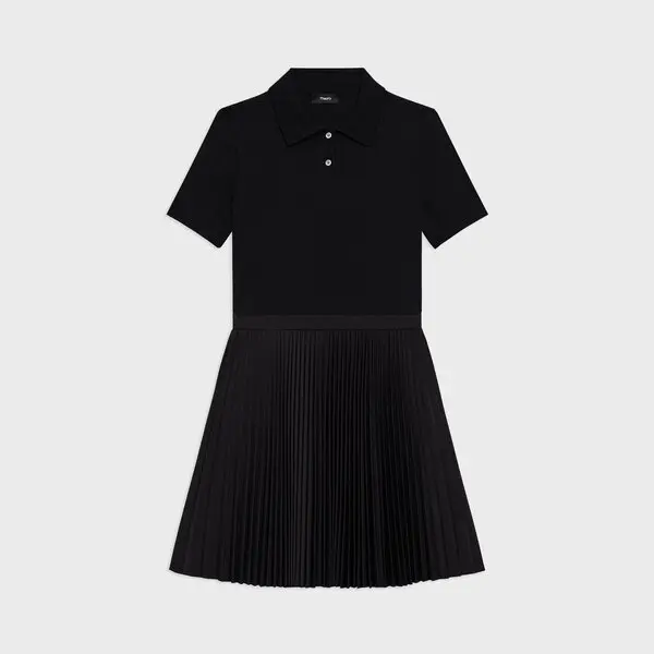 Theory Pleated Combo Polo Dress