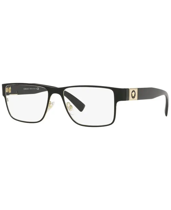 Versace Rectangle Eyeglasses - Matte Black,gold-tone