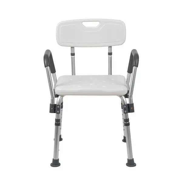 EMMA+OLIVER 300 Lb. Capacity Quick Release Back & Arm Shower Chair - White